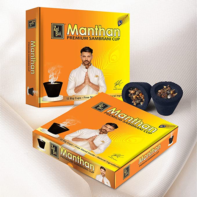 Zed Black Manthan Premium Sambrani Cups Sambrani Dhoop Cup Box - Long
